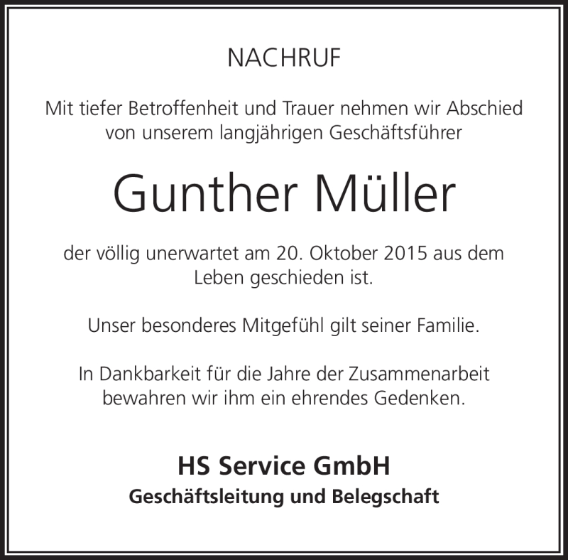 Traueranzeigen von Gunther Müller | franken-gedenkt.de Traueranzeigen von Gunther Müller | franken-gedenkt.de