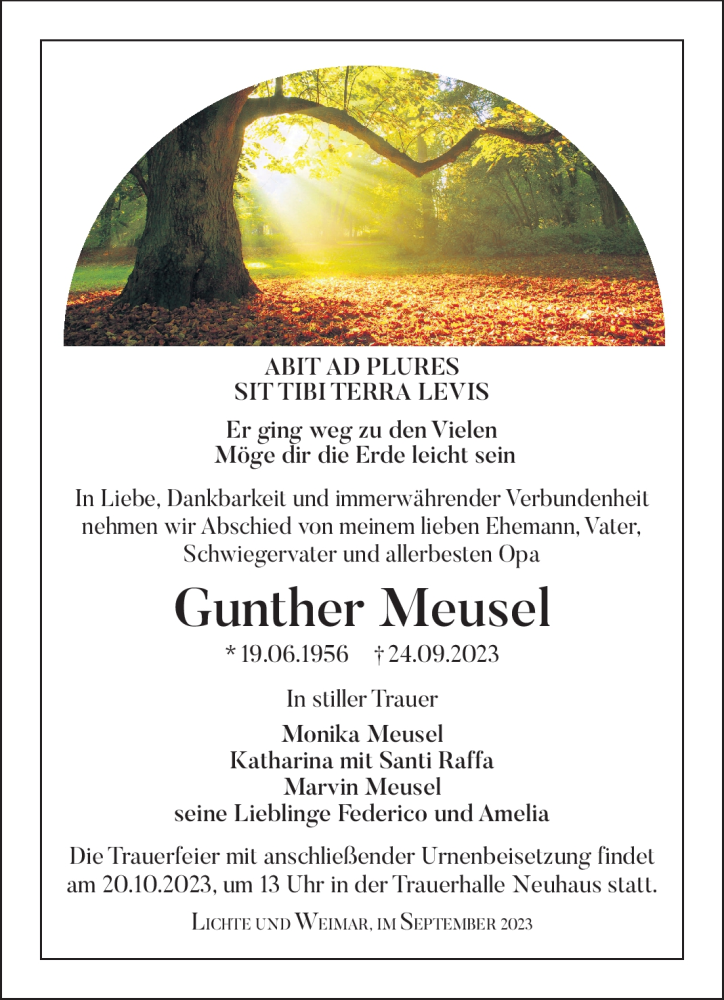 Traueranzeigen von Gunther Meusel | franken-gedenkt.de Traueranzeigen von Gunther Meusel | franken-gedenkt.de
